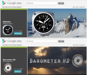 L’altimètre et le baromètre du Galaxy SIII...